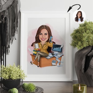 Custom Female Boss Cartoon Portrait, Boss Portrait, Gifts for Boss ...