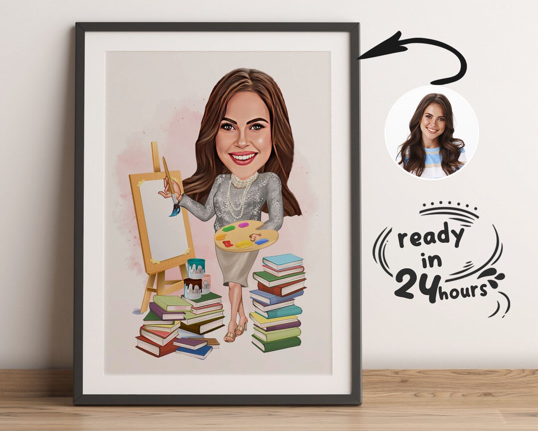 Custom Painter Cartoon Portrait, Painter Portrait, Painter Gift ...
