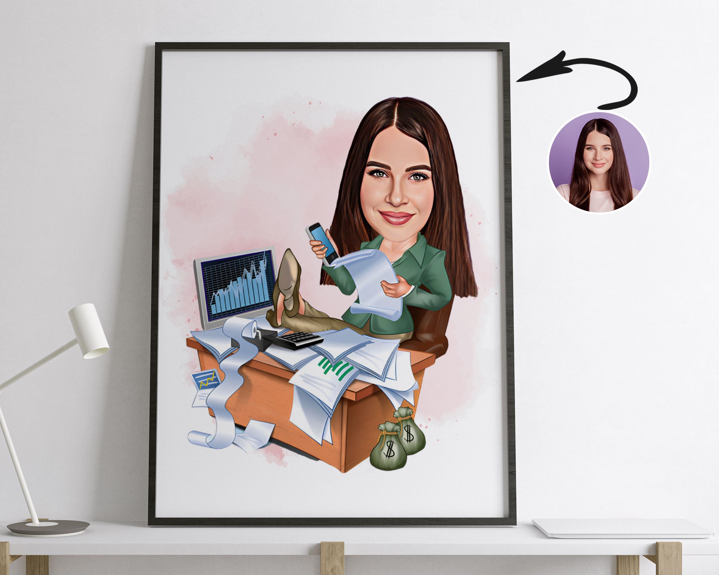Custom Female Boss Cartoon Portrait, Boss Portrait, Gifts for Boss ...