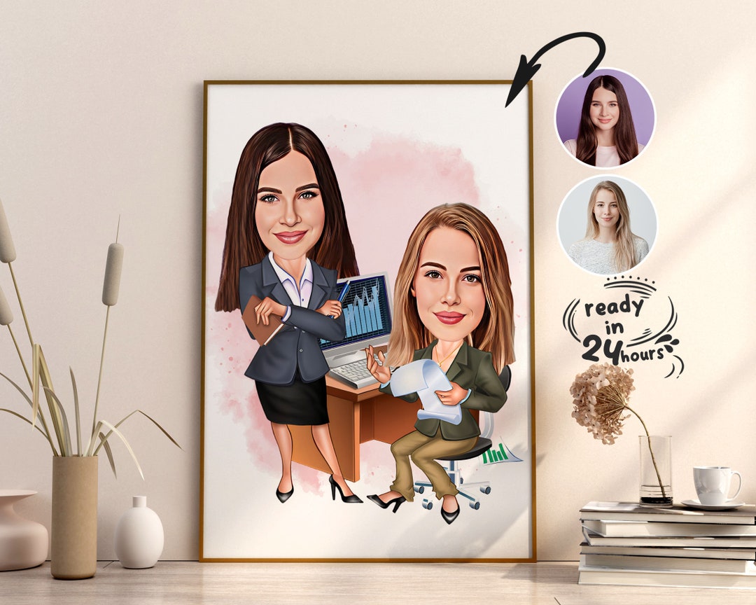 Custom Female Boss Cartoon Portrait, Boss Portrait, Gifts for Boss ...