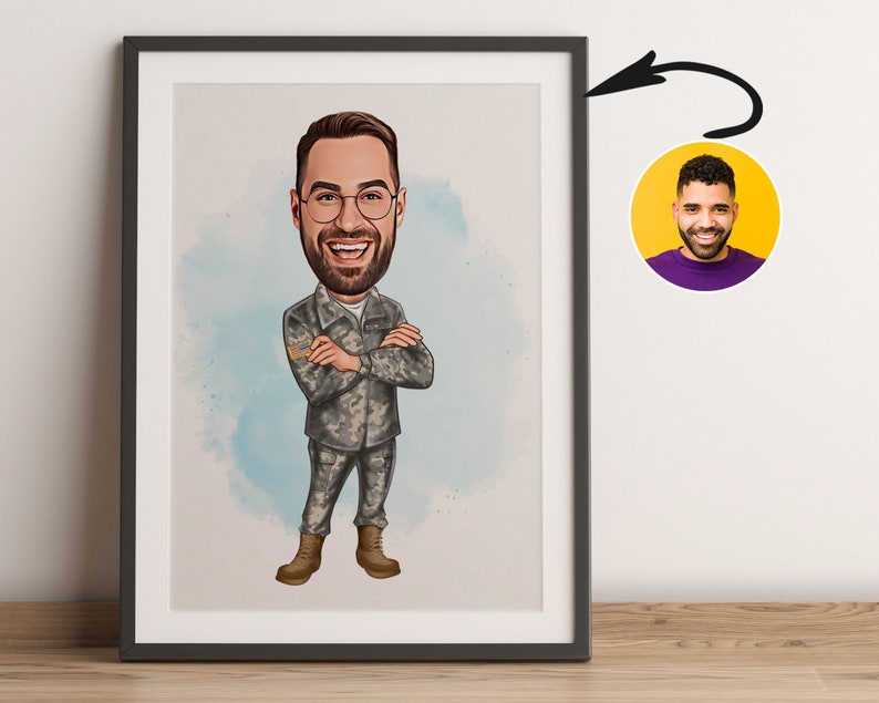 Custom Soldier Cartoon Portrait Soldier Portrait Soldier - Etsy
