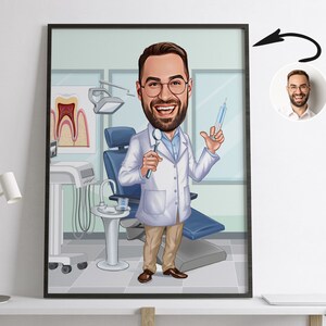 Custom Male Dentist Cartoon Portrait, Dentist Portrait, Gift for ...