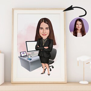 Custom Female Boss Cartoon Portrait, Boss Portrait, Gifts for Boss ...