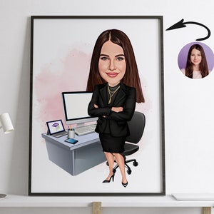 Custom Female Boss Cartoon Portrait, Boss Portrait, Gifts for Boss ...