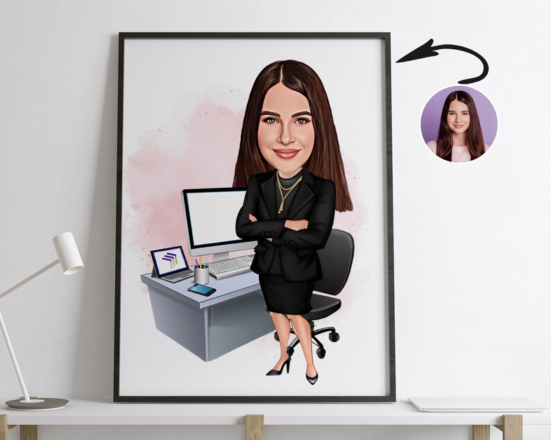 Custom Female Boss Cartoon Portrait, Boss Portrait, Gifts for Boss ...