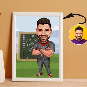 Custom Coach Cartoon Portrait, Coach Portrait, Gift for Coach, Coach ...