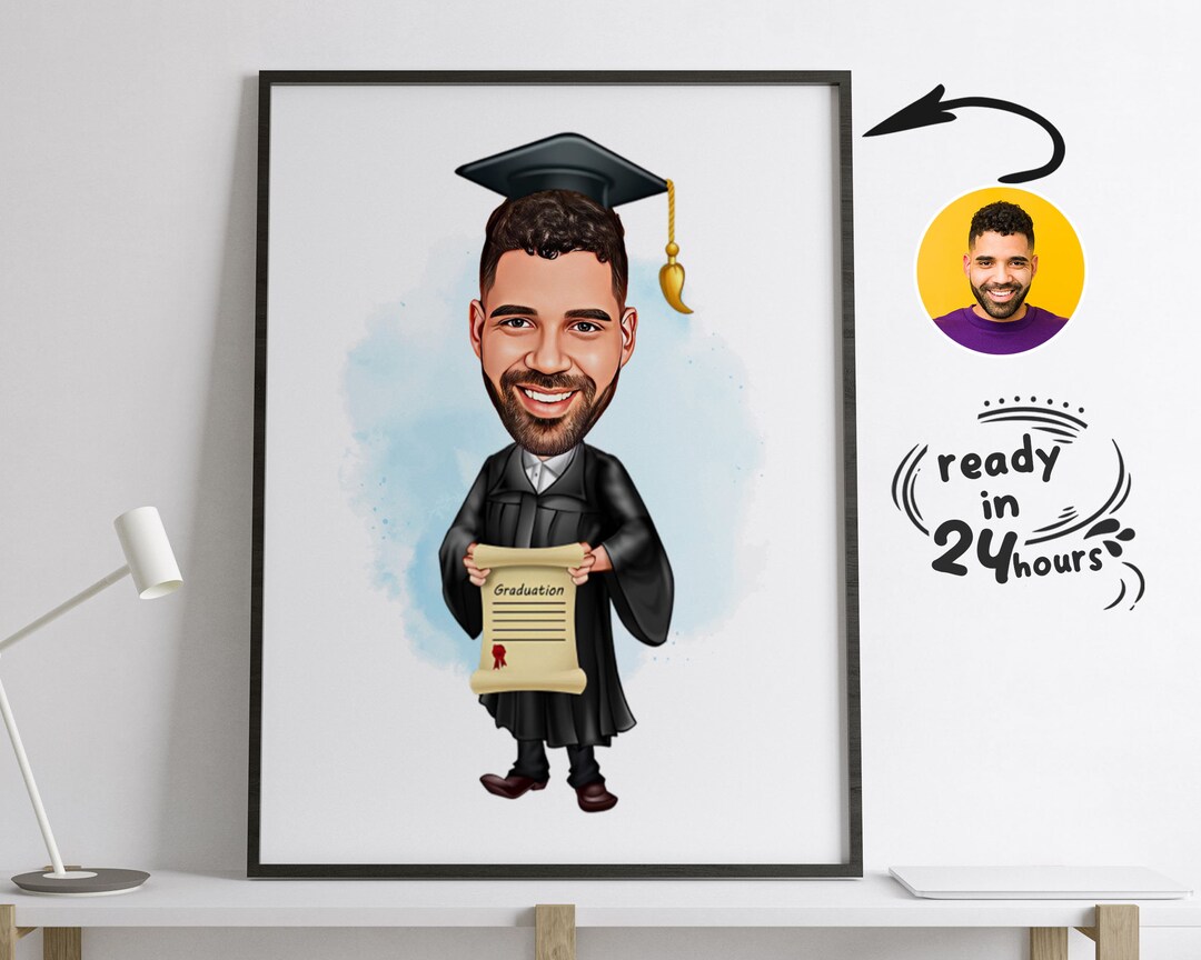 Custom Graduation Cartoon Portrait, Graduation Portrait, Graduation ...