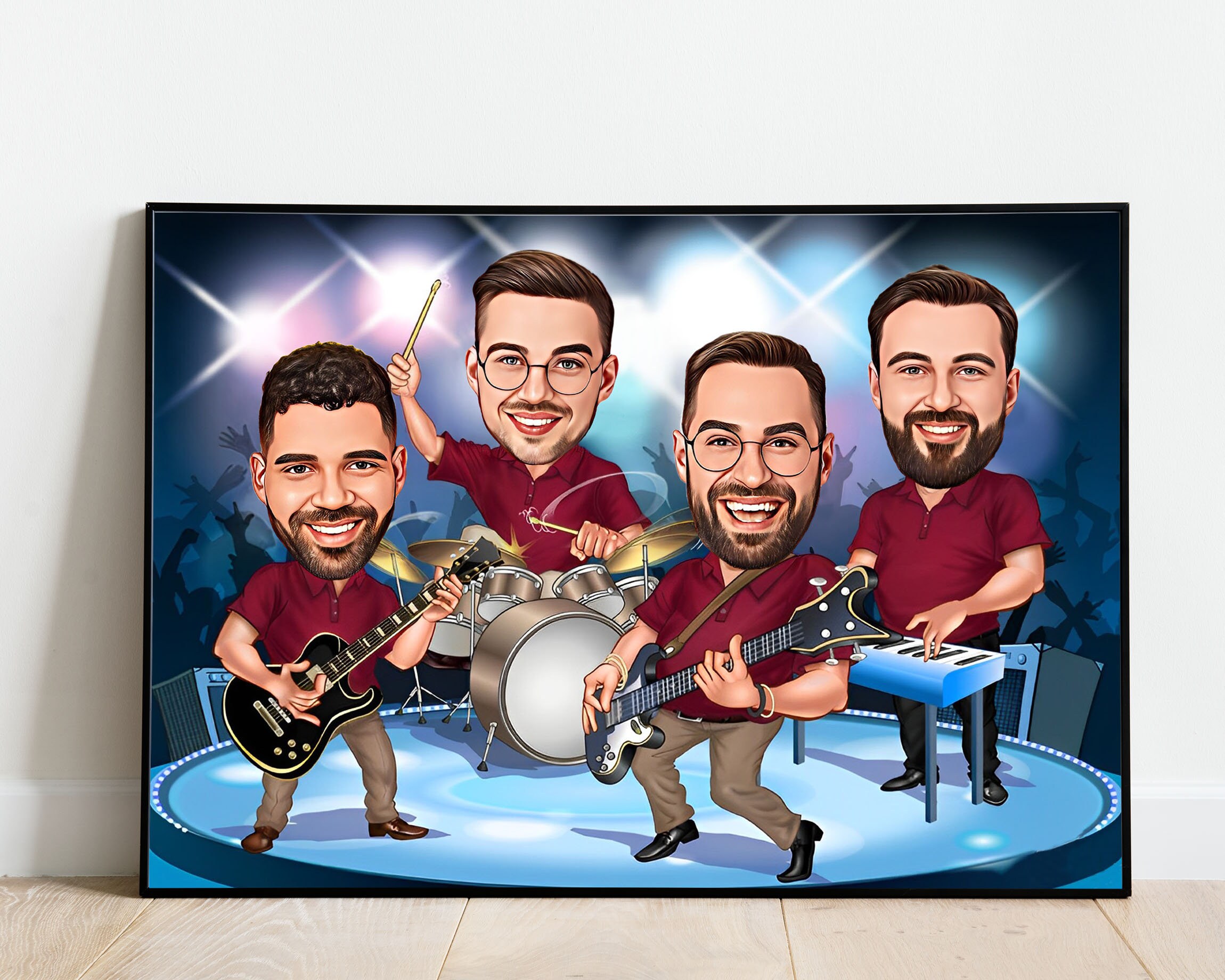Custom Band Cartoon Portrait, Band Portrait, Gift for Band, Band ...