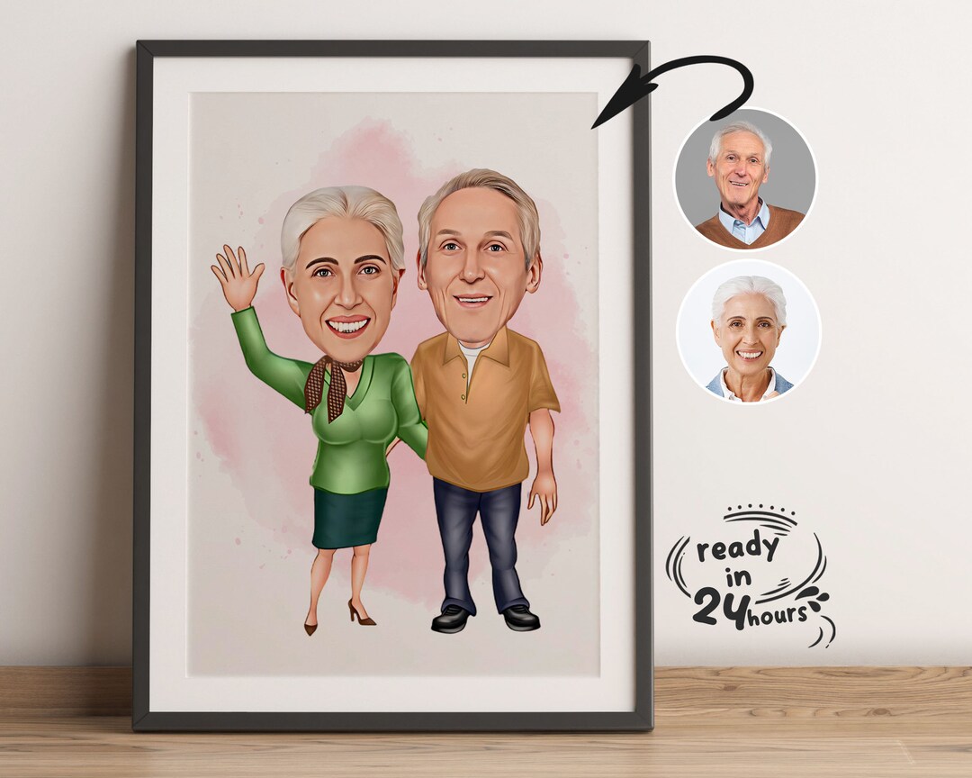 Custom Couple Cartoon Portrait, Couple Portrait, Couple Gift, Couple ...