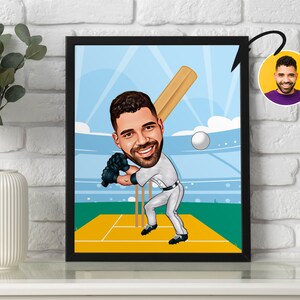 Custom Cricket Player Cartoon Portrait, Cricket Caricature, Gift for ...