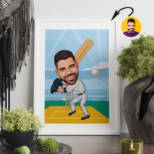 Custom Cricket Player Cartoon Portrait, Cricket Caricature, Gift for ...