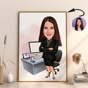 Custom Female Boss Cartoon Portrait, Boss Portrait, Gifts for Boss ...