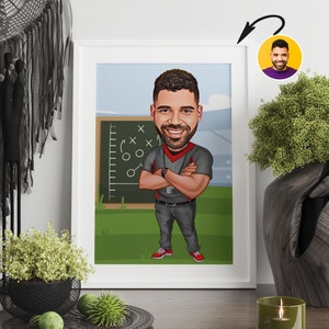 Custom Coach Cartoon Portrait, Coach Portrait, Gift for Coach, Coach ...