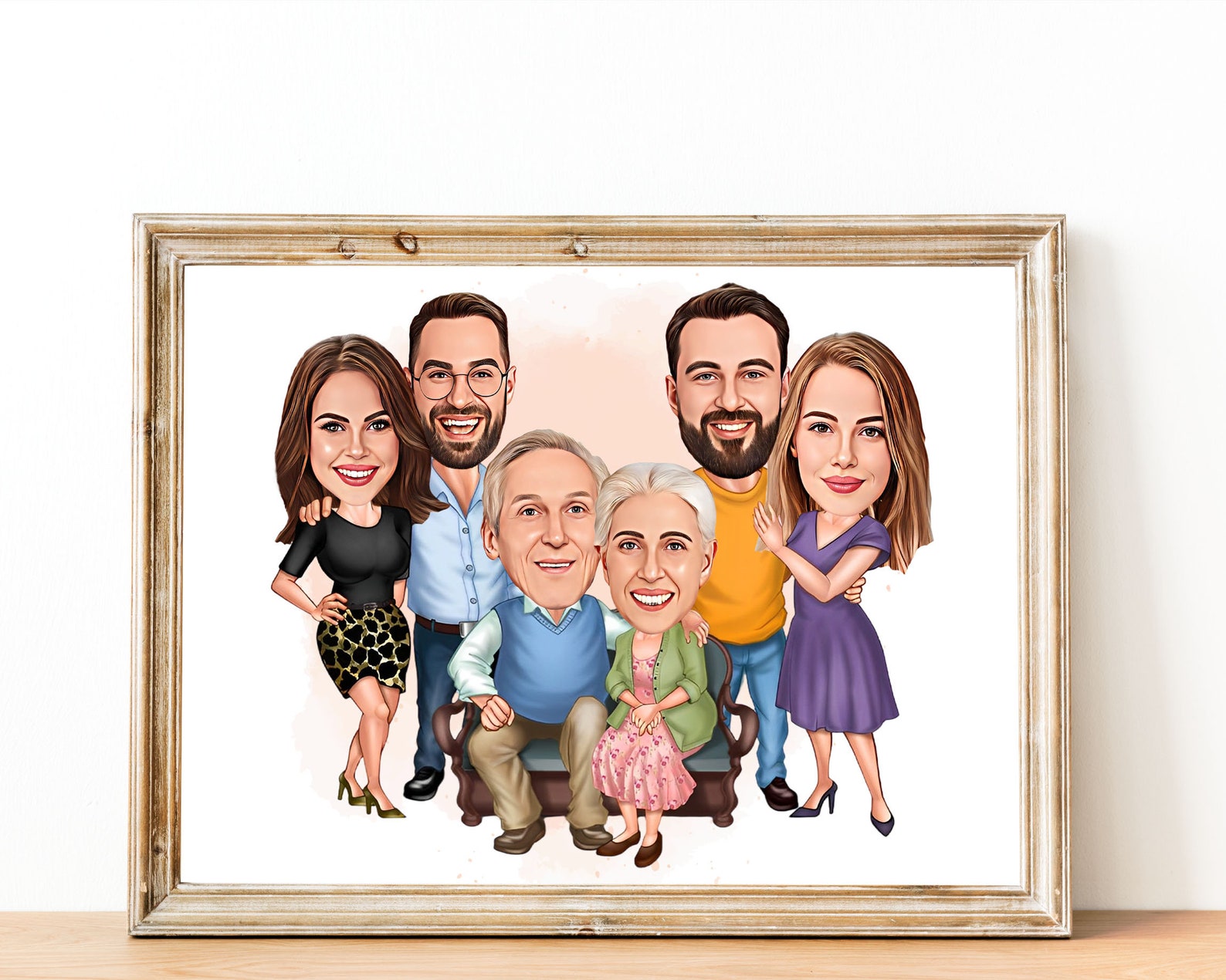 Custom Family Cartoon Portrait, Family Portrait, Gift for Family ...