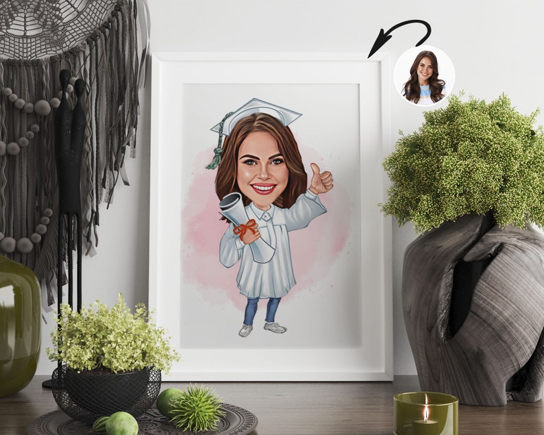 Custom Graduation Cartoon Portrait, Graduation Portrait, Graduation ...