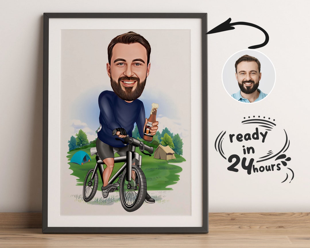 Radfahrer Cartoon Portrait, Biker Portrait, Radfahrer Geschenk ...