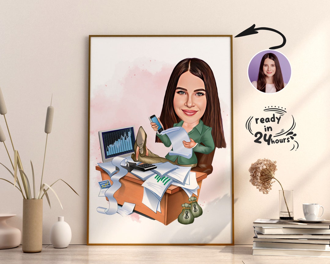 Custom Female Boss Cartoon Portrait, Boss Portrait, Gifts for Boss ...