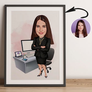 Custom Female Boss Cartoon Portrait, Boss Portrait, Gifts for Boss ...
