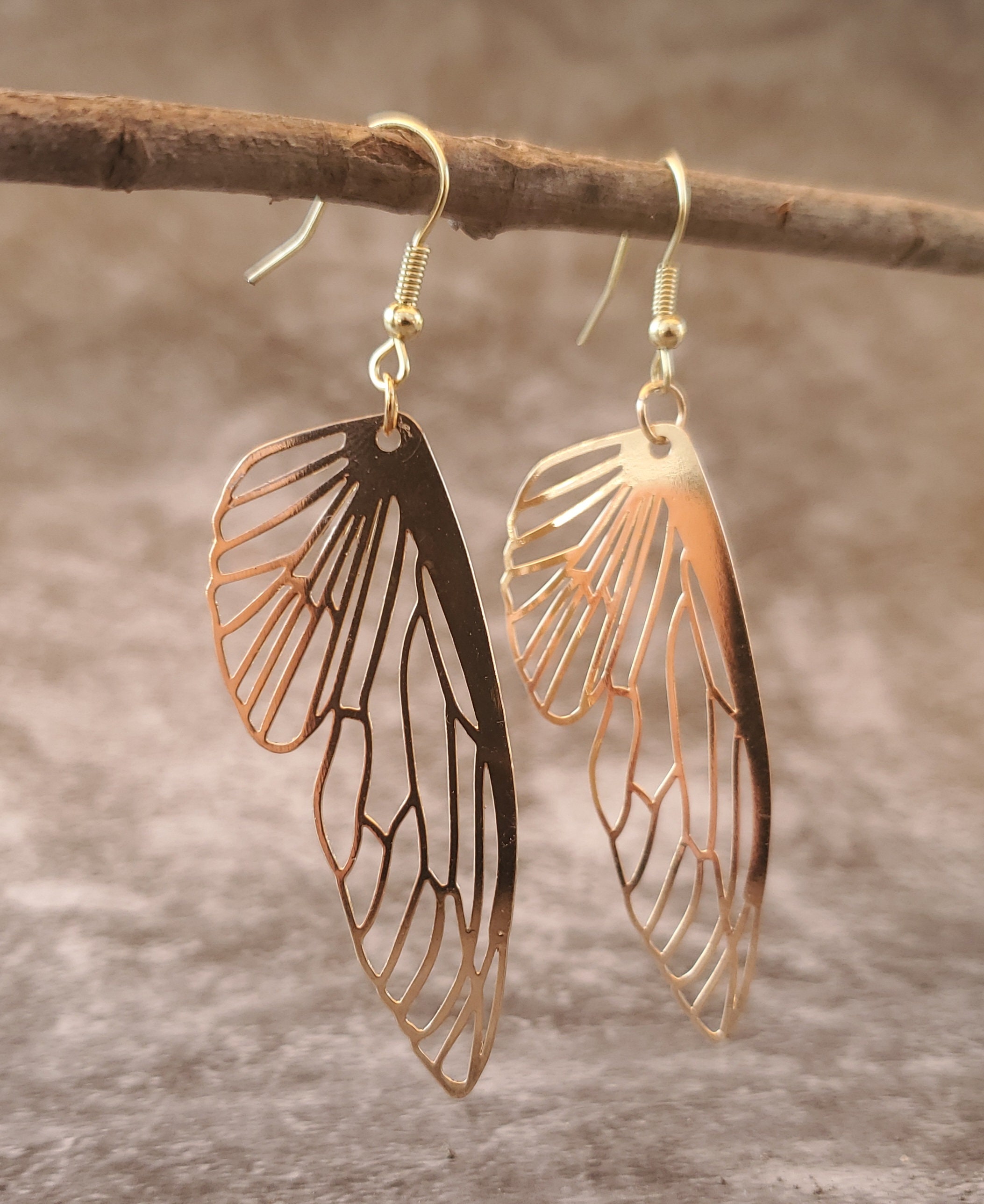 Gold Cicada Wing Filigree Fishhook Earrings - Etsy