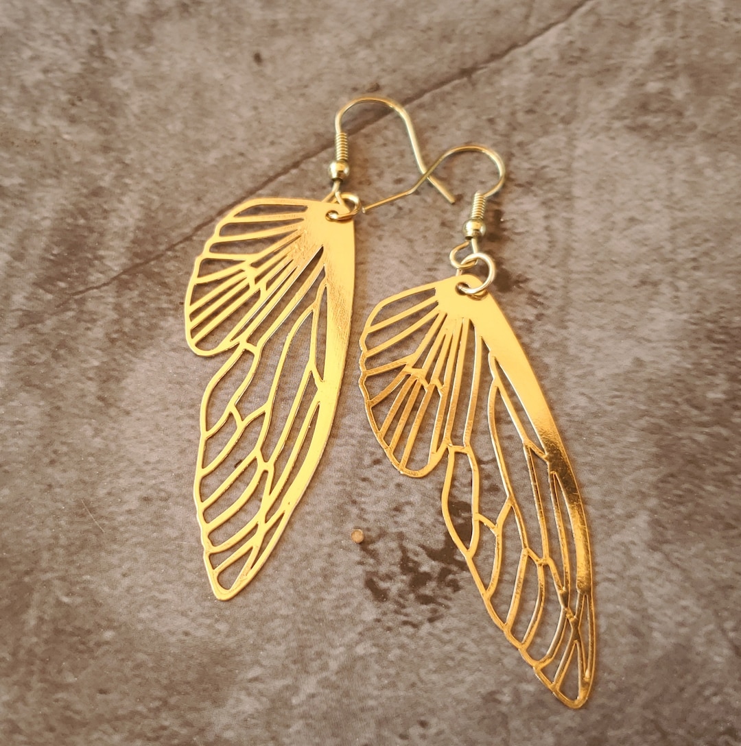 Gold Cicada Wing Filigree Fishhook Earrings - Etsy