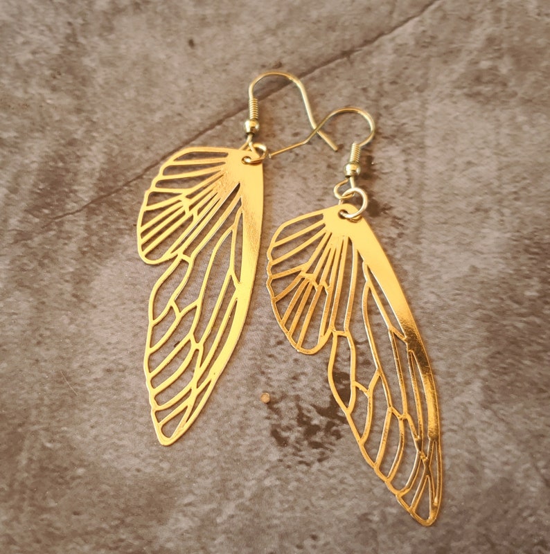 Gold Cicada Wing Filigree Fishhook Earrings - Etsy