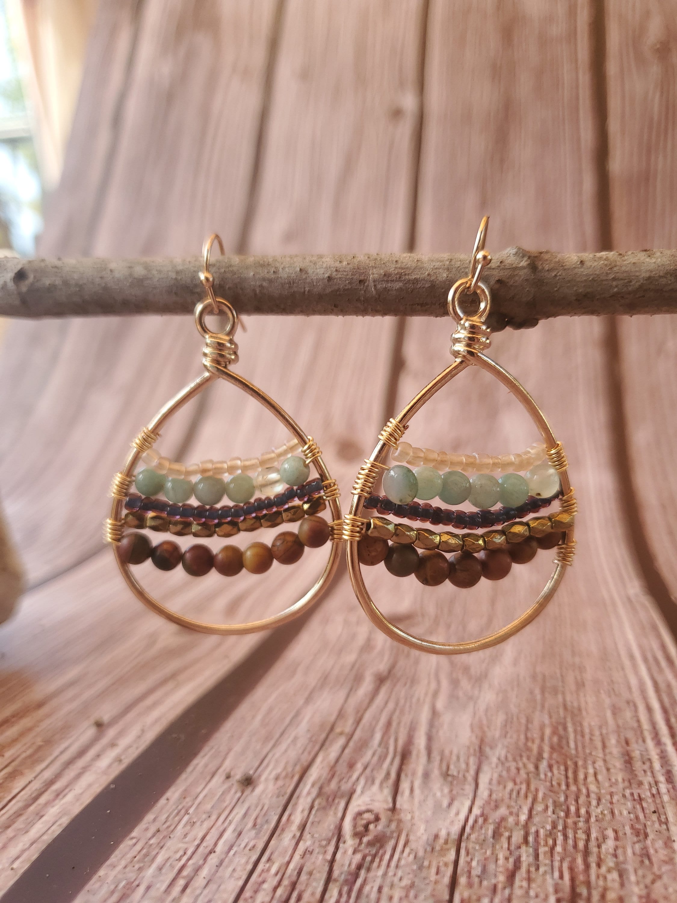 Boho Layered Seed Bead Teardrop Fishhook Earrings - Etsy