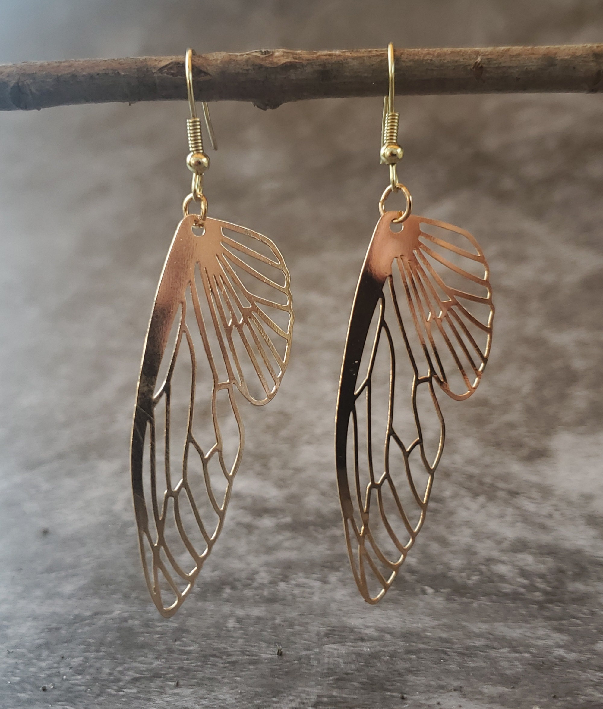 Gold Cicada Wing Filigree Fishhook Earrings - Etsy