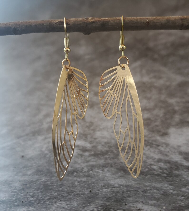 Gold Cicada Wing Filigree Fishhook Earrings - Etsy