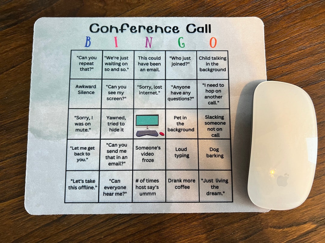 Conference Call BINGO Mouse Pad Zoom Meeting Work From Home Snarky Co ...
