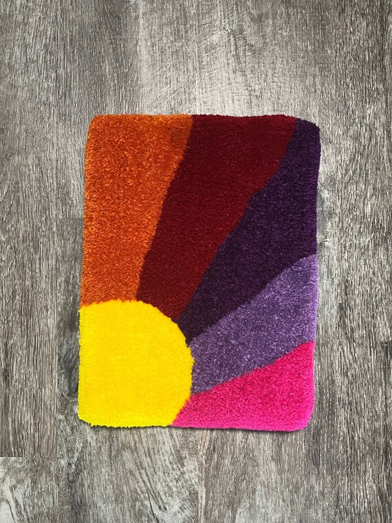 Hand Tufted Rug Sunset Colors Wall Hanging Free Ship - Etsy
