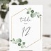Table Number Template Greenery Card, Wedding Table Number Geometric ...