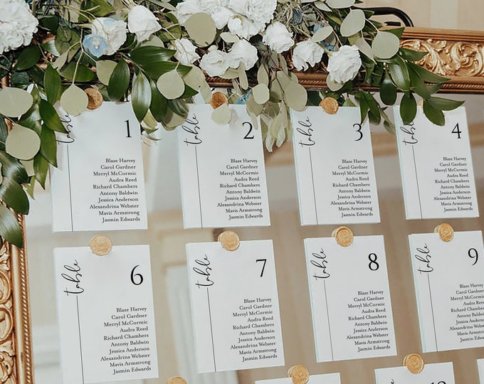 4x6 Wedding Seating Chart Template Calligraphy, Elegant Seating Plan ...