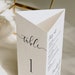 Trifold Table Menu Template, Modern Wedding Triangle Table Number ...