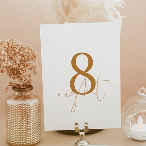 Gold Table Numbers Printable Editable Text Downloadable - Etsy