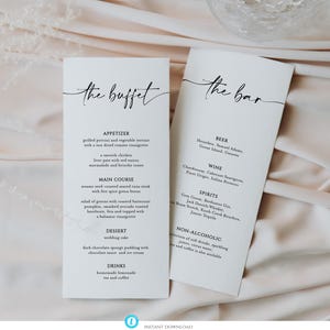 Printable Buffet Menu Bar Template: Modern Party Dinner Cards (4x9 ...