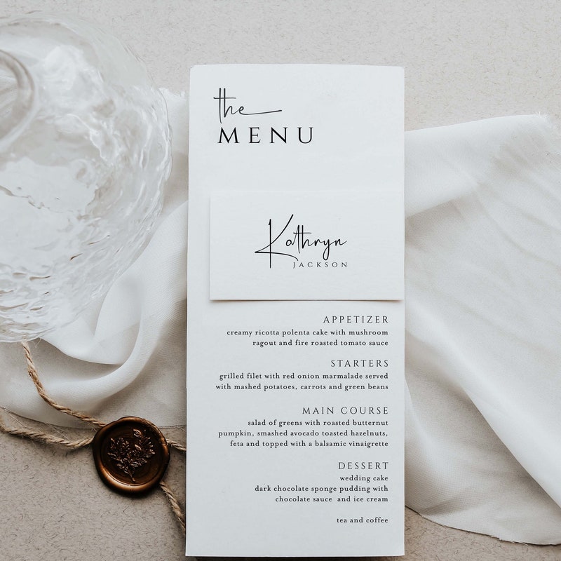 Wedding Menu With Name Tag - Etsy