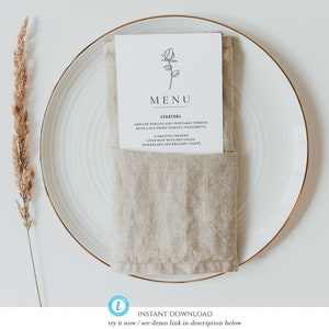 Rustic Menu Template Laurel Menu Template Wedding Menu | Etsy