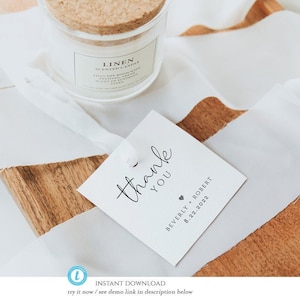 Minimalist Thank You Square Tag Template, Personalized Thank You Gift ...