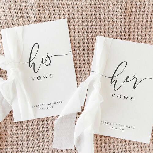His and Her Wedding Vow Template Personalized Vow Booklet - Etsy