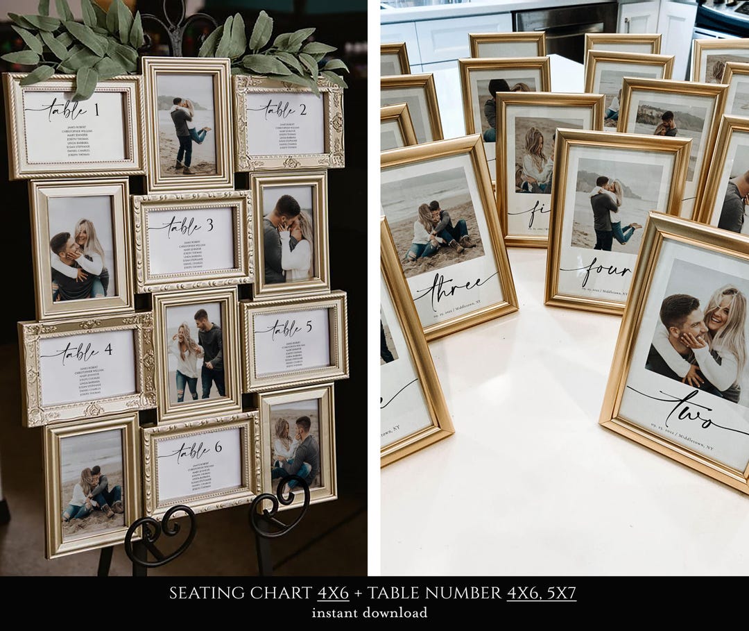 4x6 Photo Seating Chart Template Frame With Table Number Printable ...