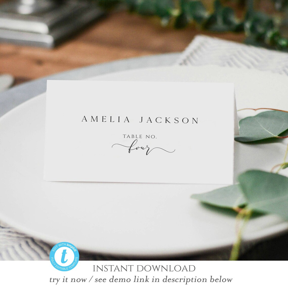 Place Card Template Calligraphy Table Wedding Editable Place | Etsy