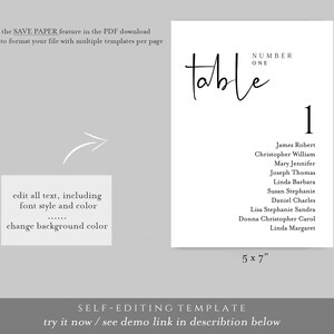 5x7 Seating Chart Template, Elegant Seating Plan, Table Seating Chart ...