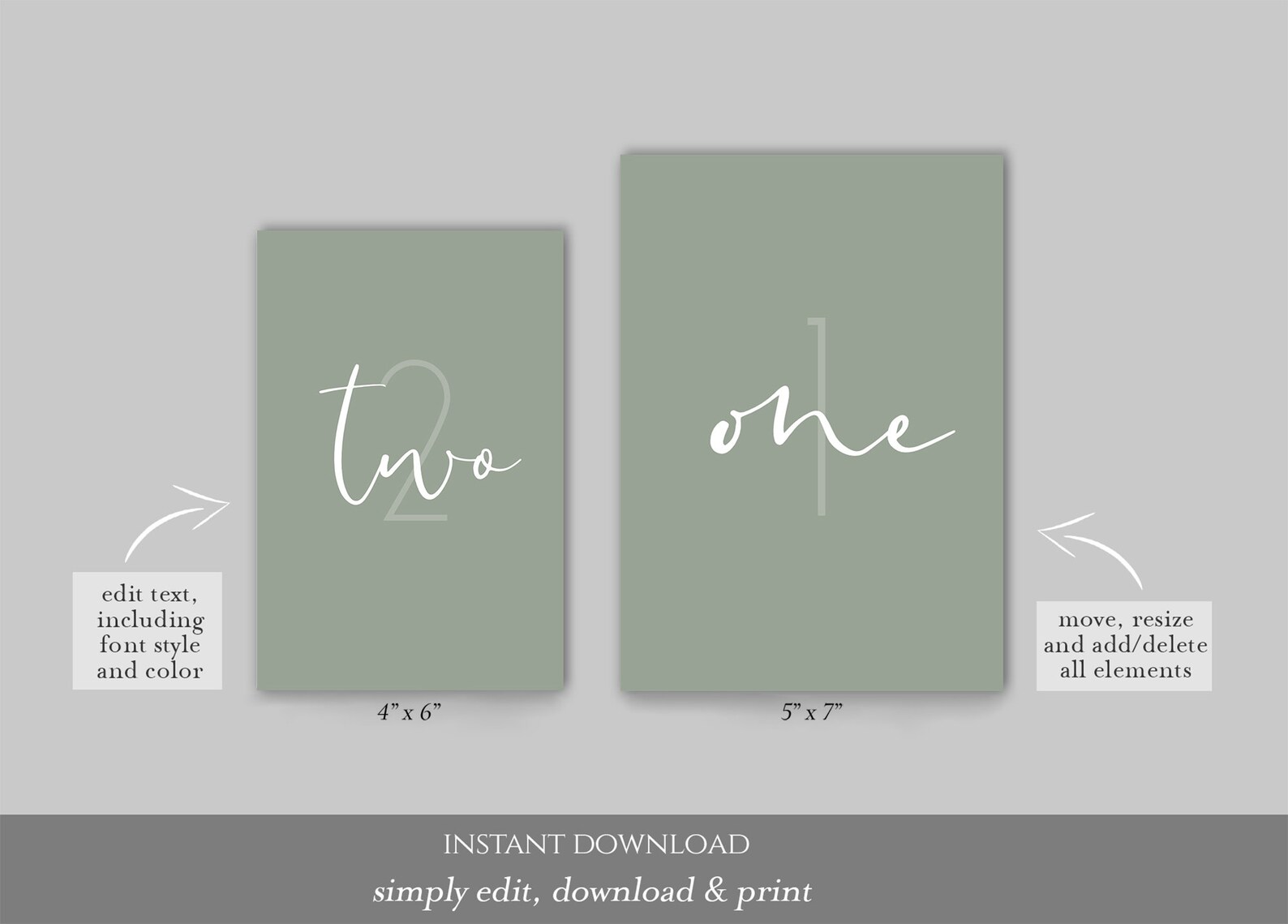 Sage Green Numbers Card Calligraphy Boho Table Number Card - Etsy