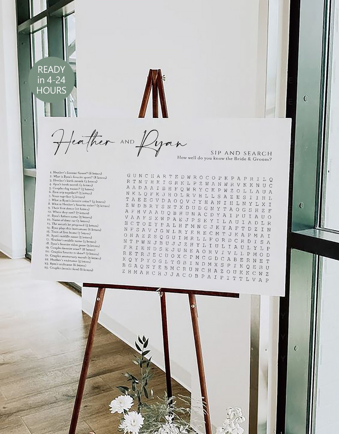 Custom Word Search Game, Personalized Puzzle Game, Word Search Large ...