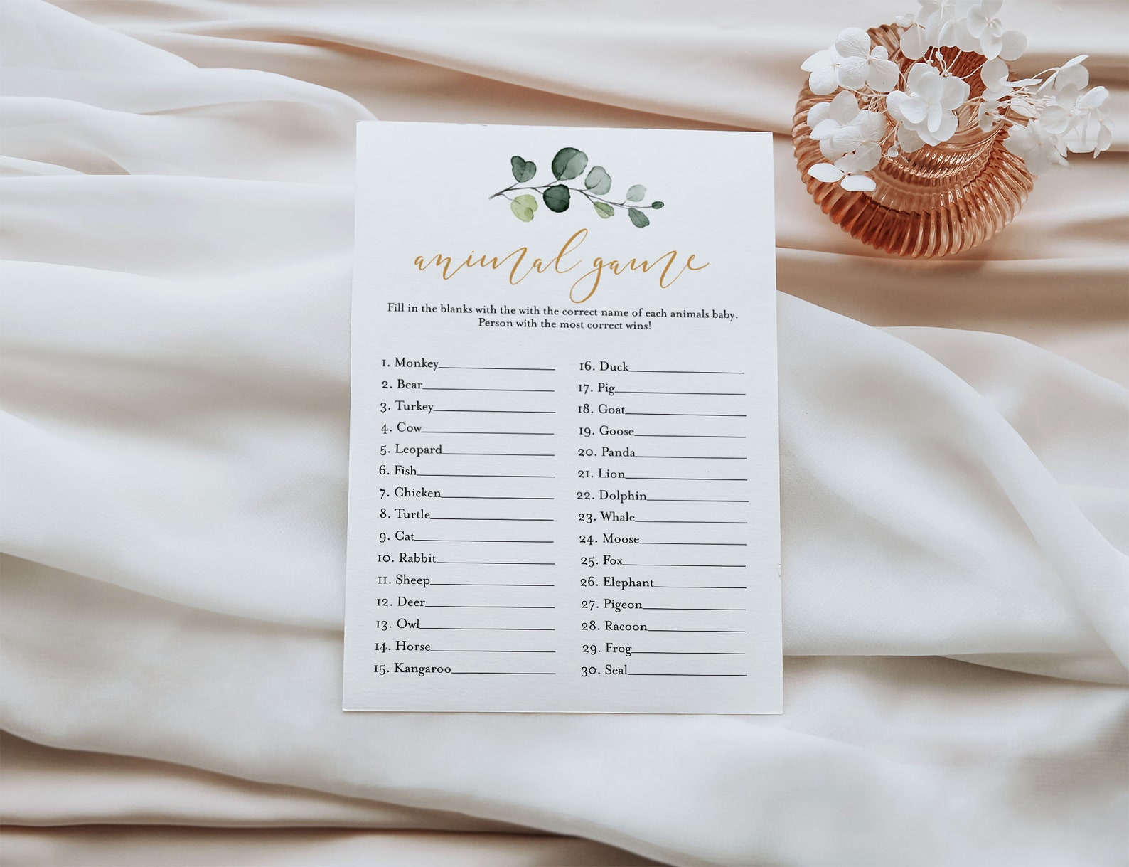 Greenery Baby Shower Game Bundle Baby Shower Game Editable - Etsy