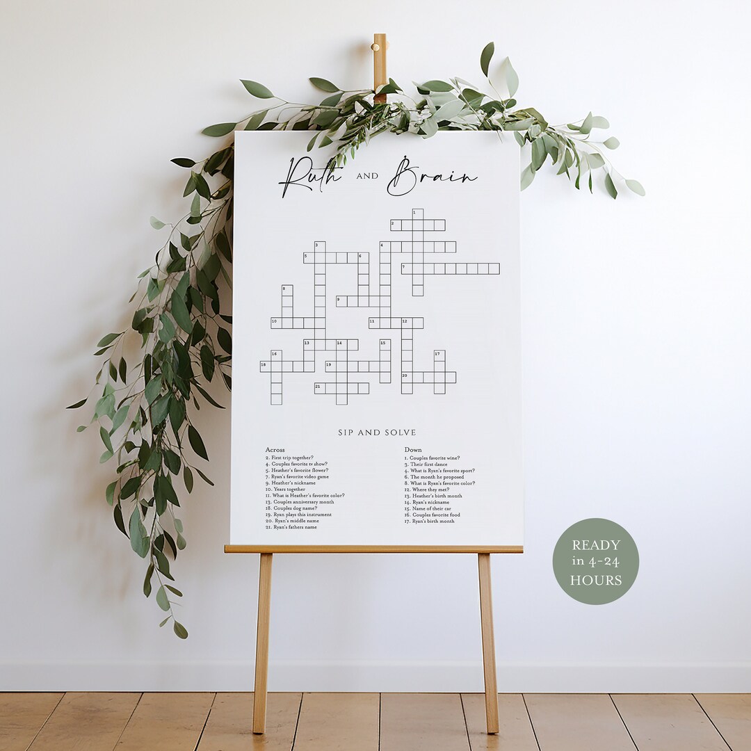 Custom Wedding Crossword Game Vertical, Personalized Puzzle Game ...