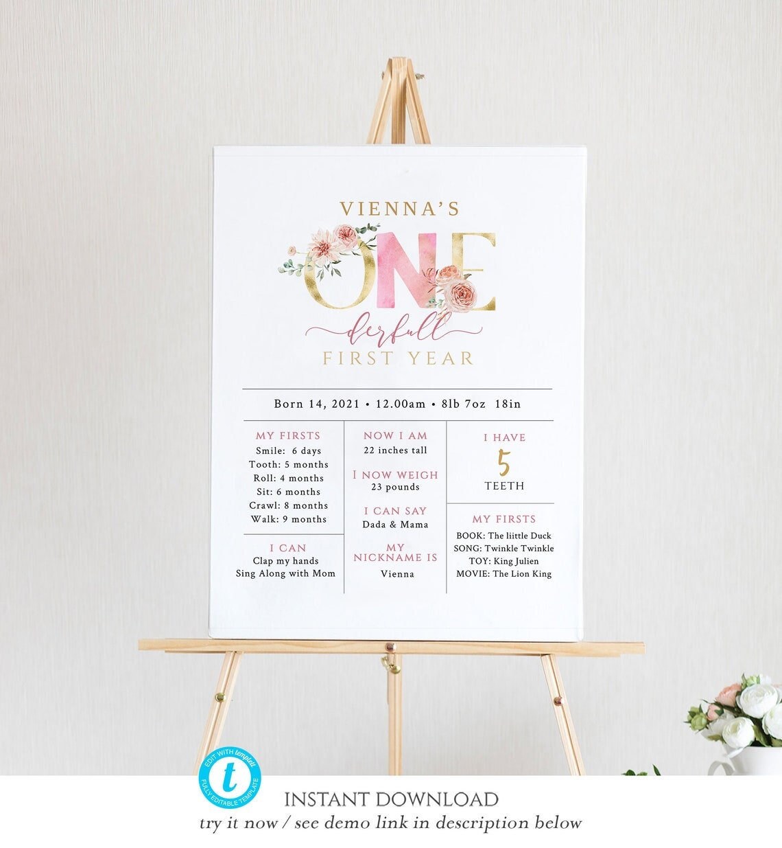 1st Birthday Milestone Sign Onederful Year First Birthday - Etsy