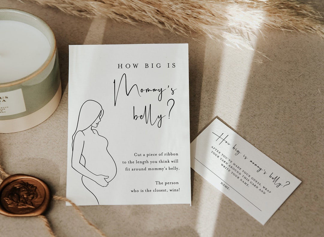 How Big is Her Belly Sign Template, How Big is Mom's Belly Baby Shower ...