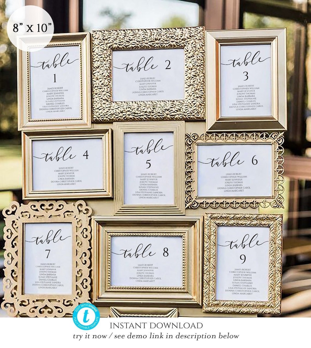 8x10 Wedding Seating Chart Template Calligraphy, Table Seating Chart ...