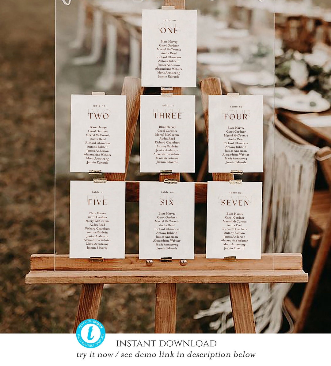 5x7 Terracotta Seating Chart Template, Table Seating Chart Printable ...